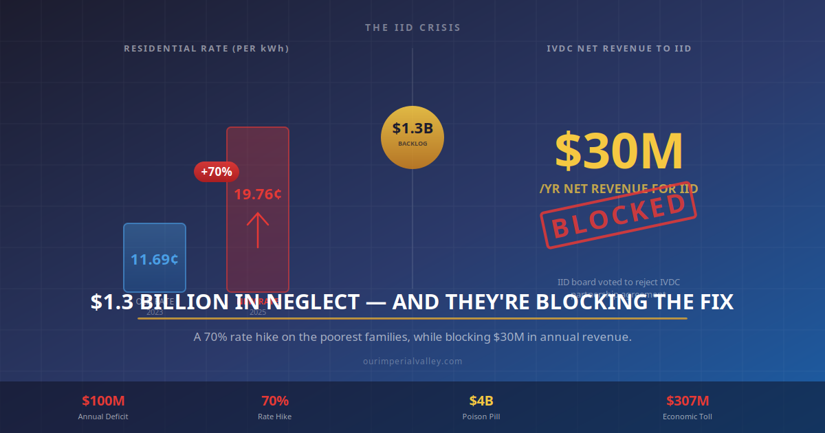 The IID Crisis: $1.3 Billion in Neglect, a 70% Rate Hike, and the $30 ...